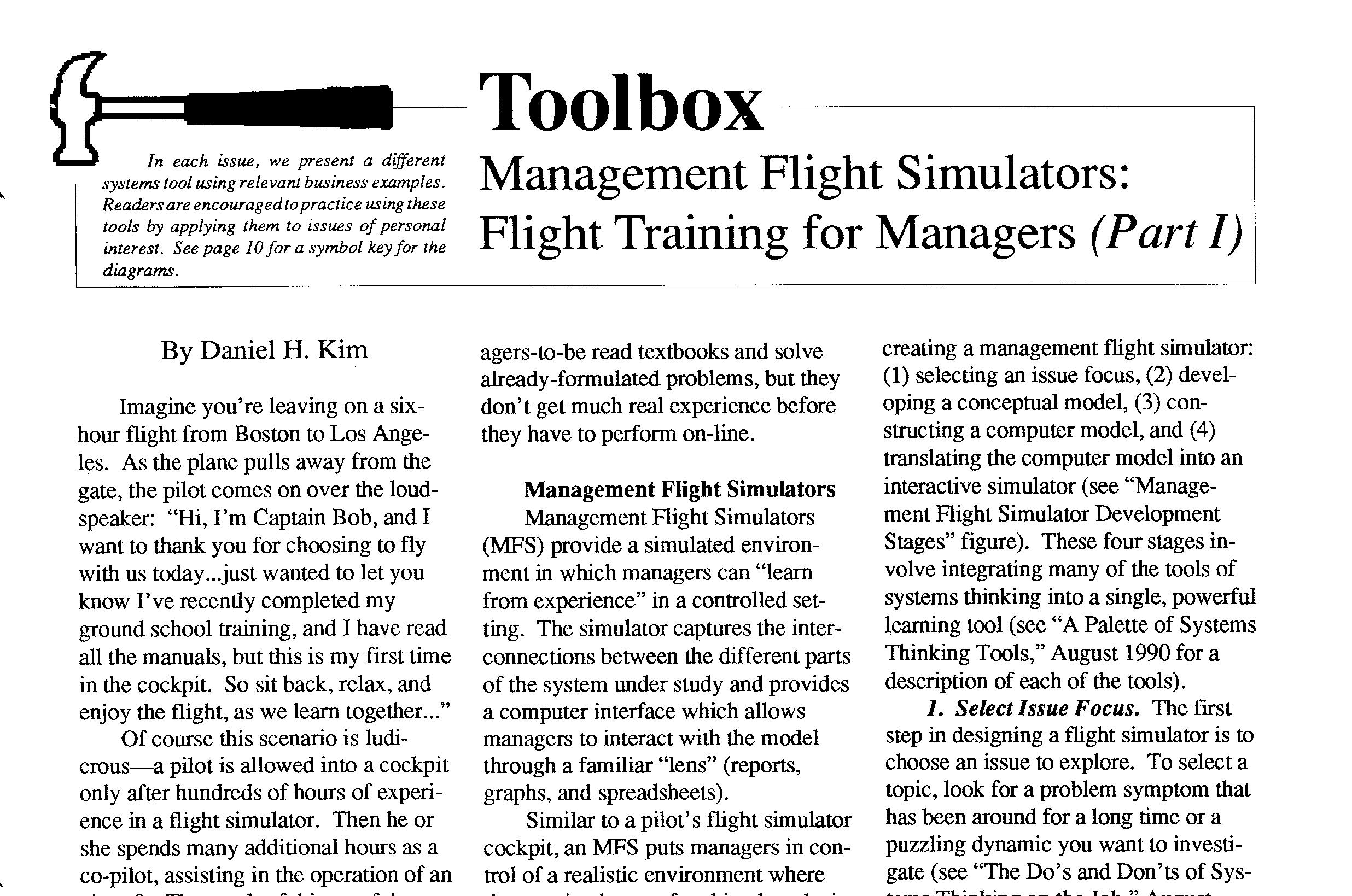 The Systems Thinker – Management Flight Simulators: Flight Training for ... The Systems Thinker – Management Flight Simulators: Flight Training for ...
